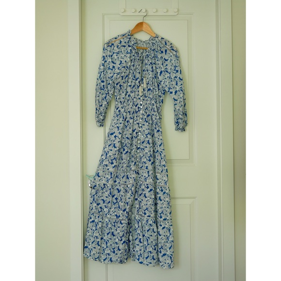 Dresses | White And Blue Floral Maxi Dress | Poshmark